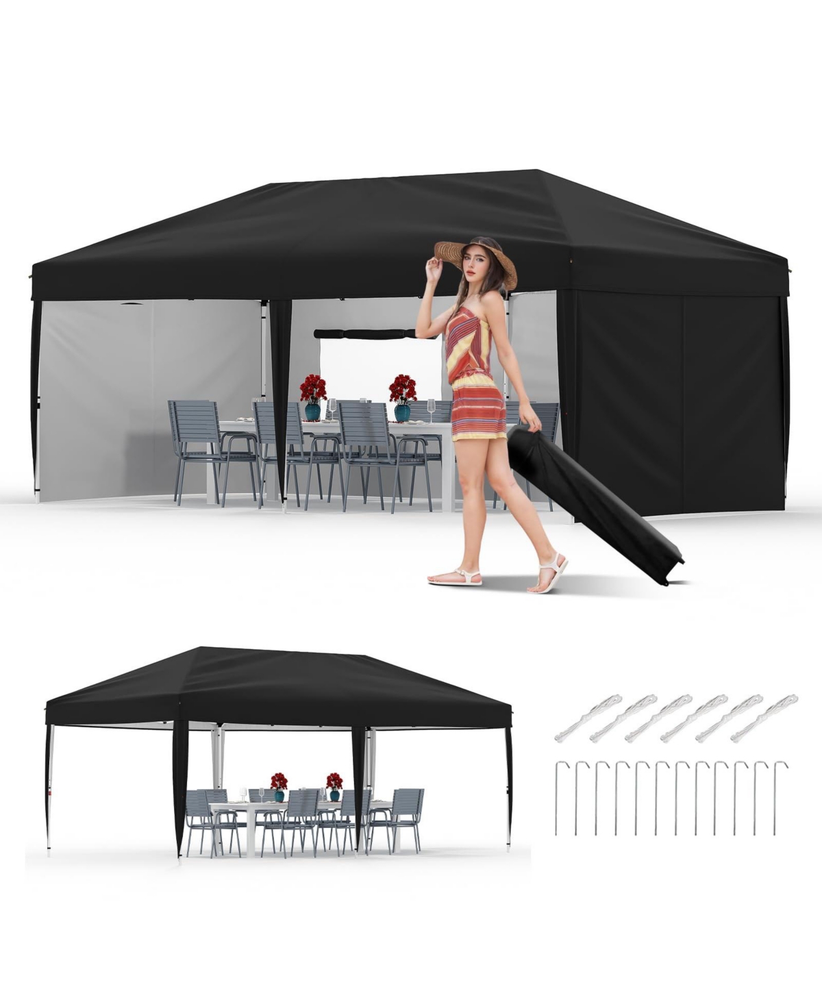 Click here for homfan 10 x 20 Ft Pop Up Canopy with 4 Sidewalls... prices