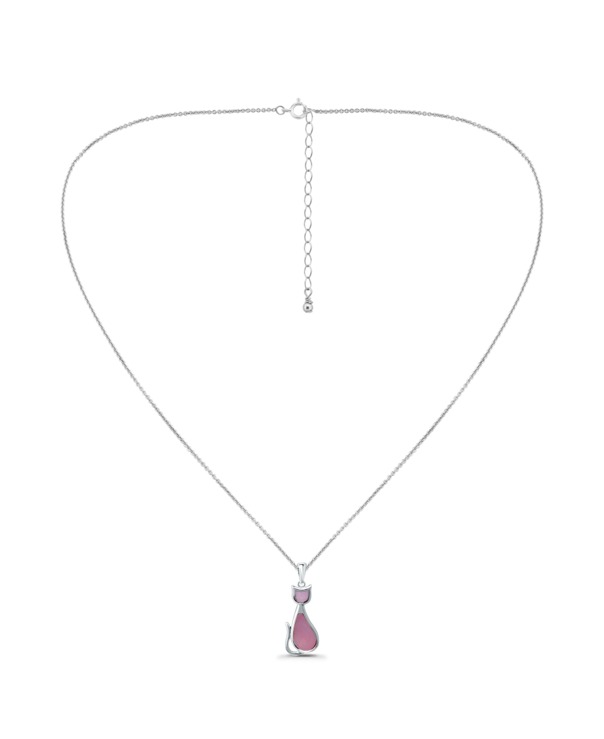 Click here for Macys Pink Shell Inlay Fine Silver-Plated Cat Pend... prices