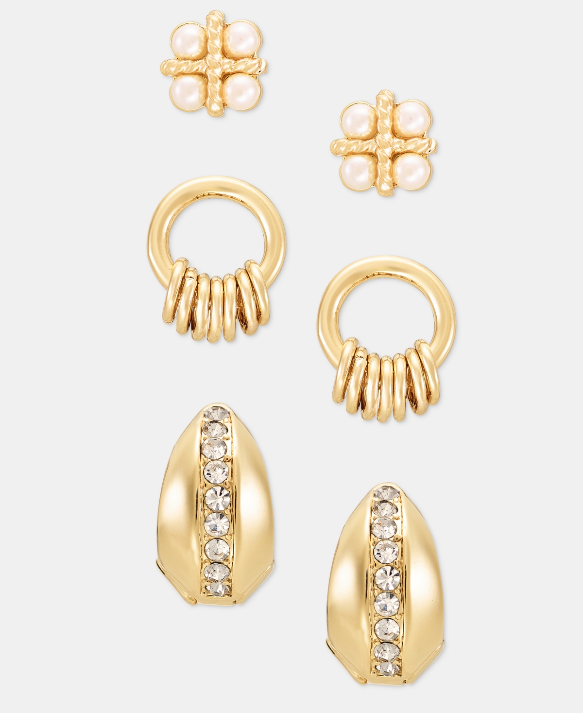 Click here for Anne Klein Pave & Imitation Pearl Earrings  3-Piec... prices