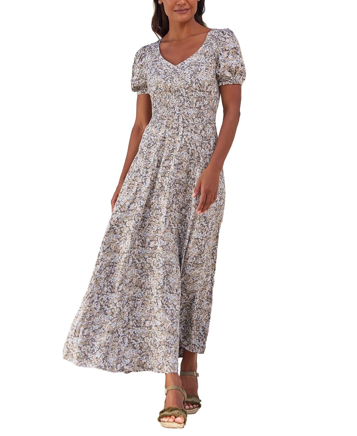 Click here for Lascana Womens Floral Print Maxi Dress - Grey mult... prices
