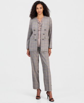 Click here for Anne Klein Womens Faux Double Breasted Jacket Plea... prices