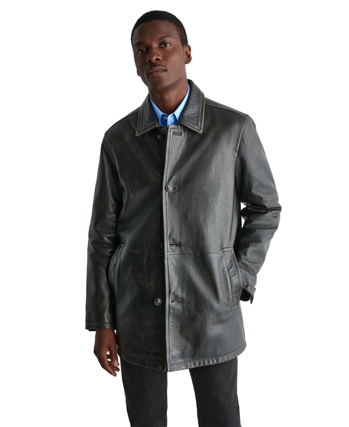 Click here for Wilsons Leather Mens Leather Button-Front Car Coat... prices