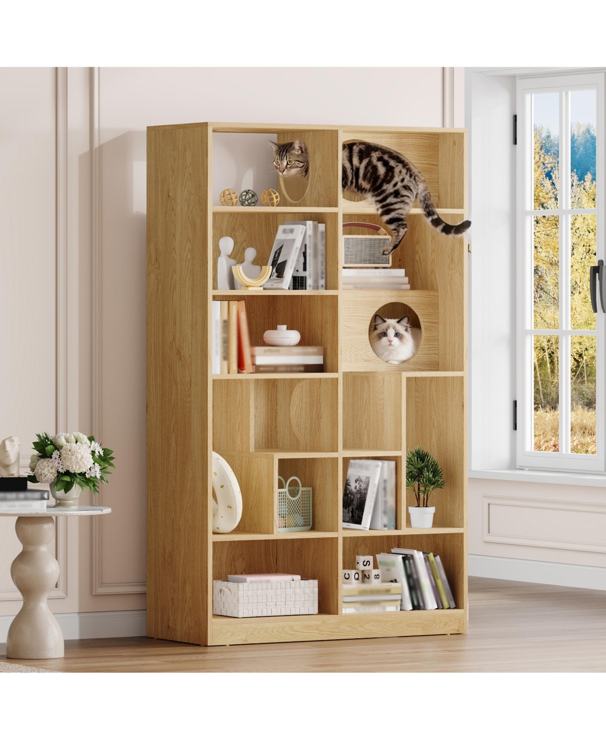 Click here for flynama Modern Cat House Bookshelf with Storage an... prices