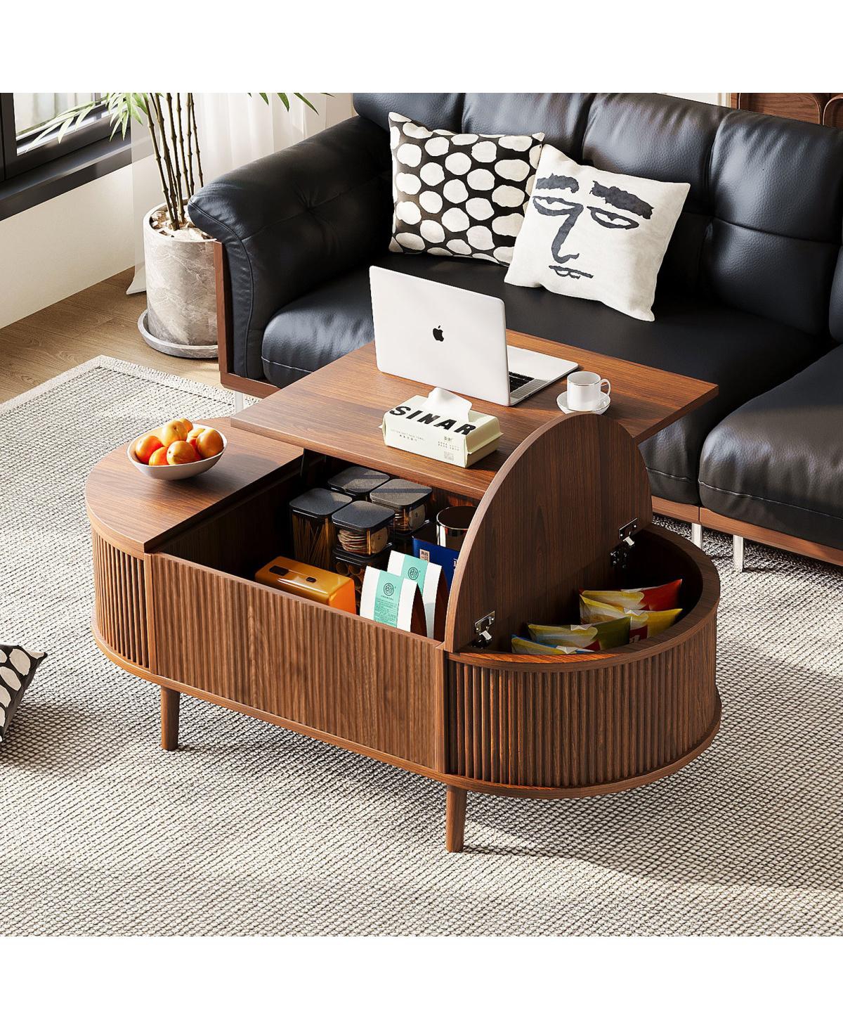 Click here for Streamdale Furniture Minimalist Oval Lift-Top Coff... prices