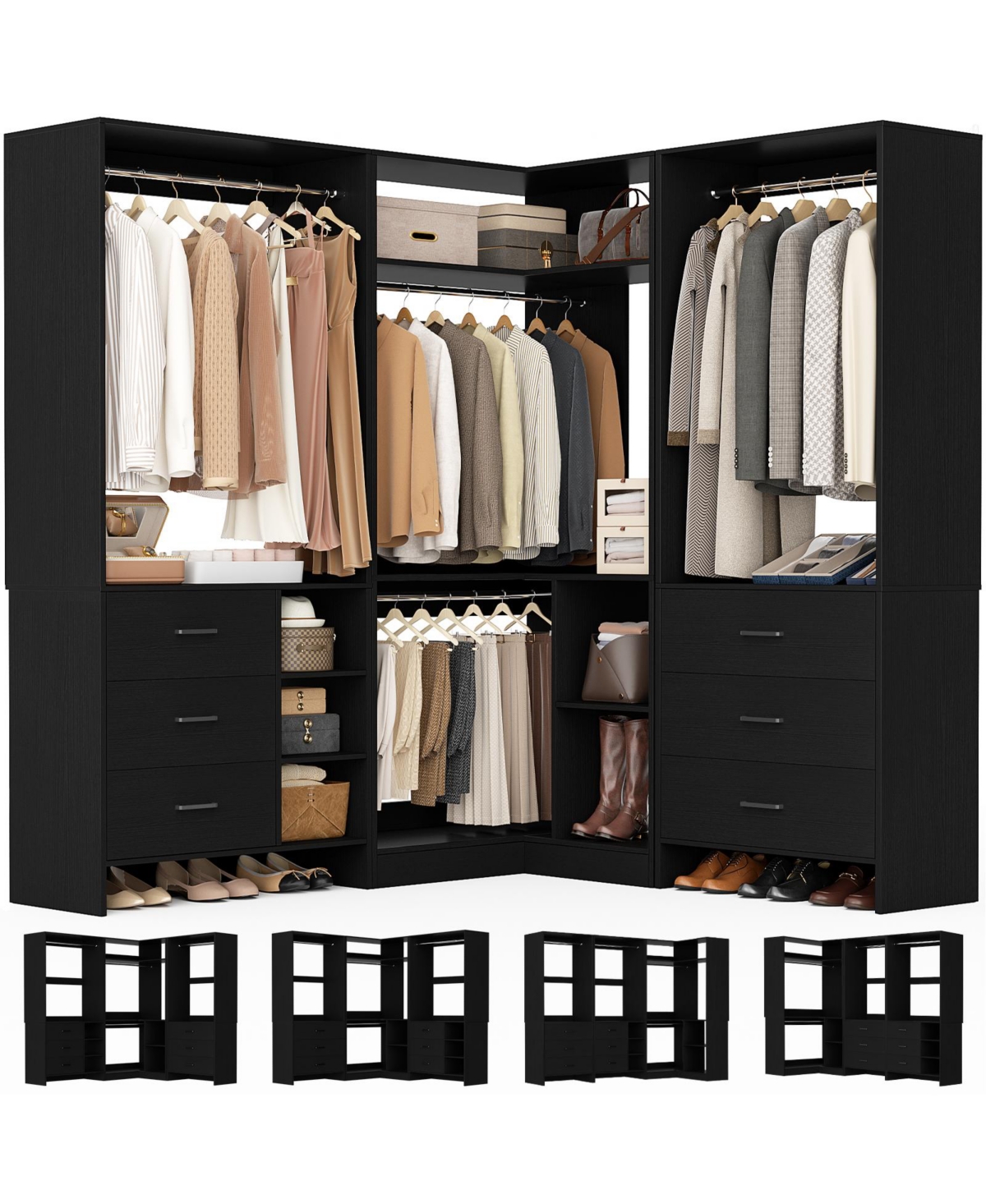 Click here for Aheaplus 86-In Wood Closet System Set with Drawers... prices