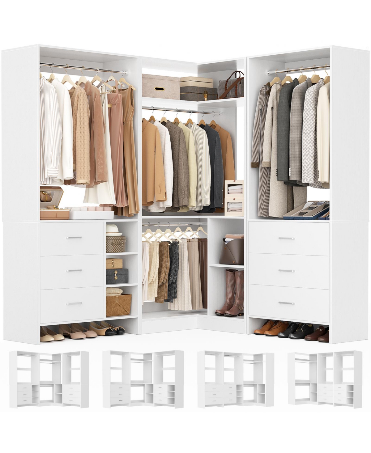 Click here for Aheaplus 86-In Wood Closet System Set with Drawers... prices
