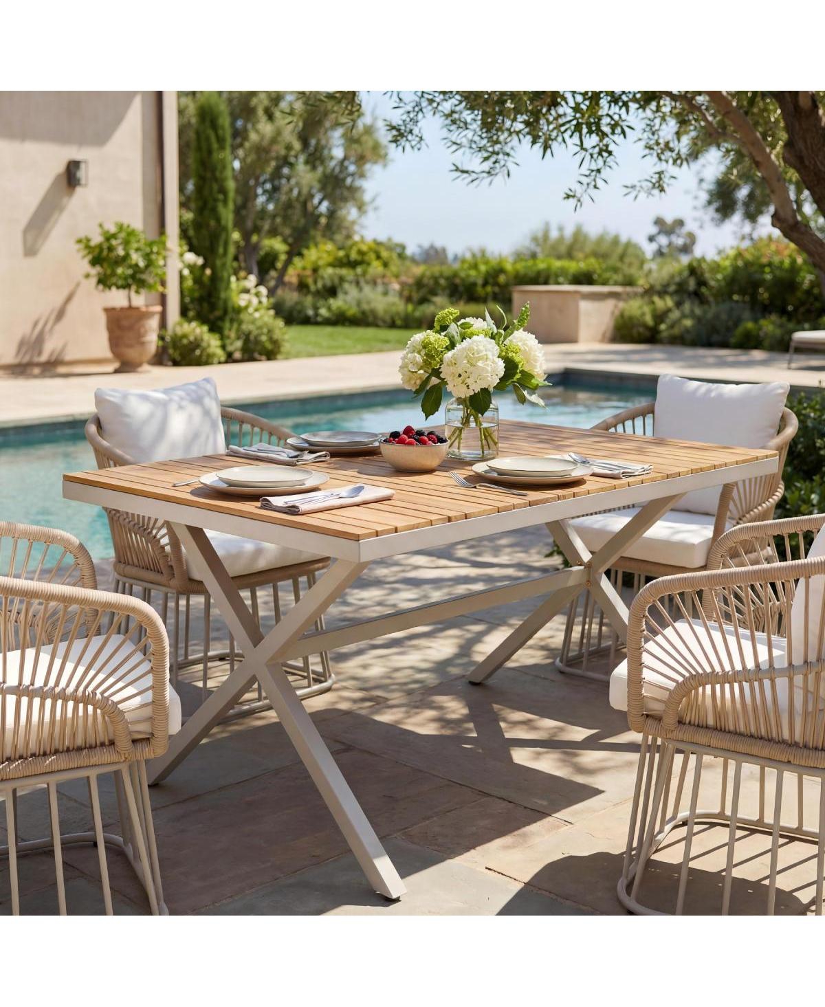 Click here for Streamdale Furniture Teak Wood and Steel Rectangul... prices
