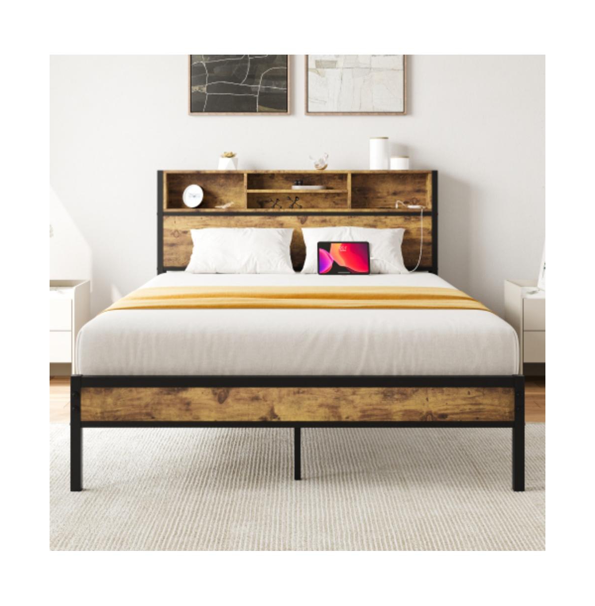 Click here for Lucky One Full Size Bed Frame with Storage Headboa... prices