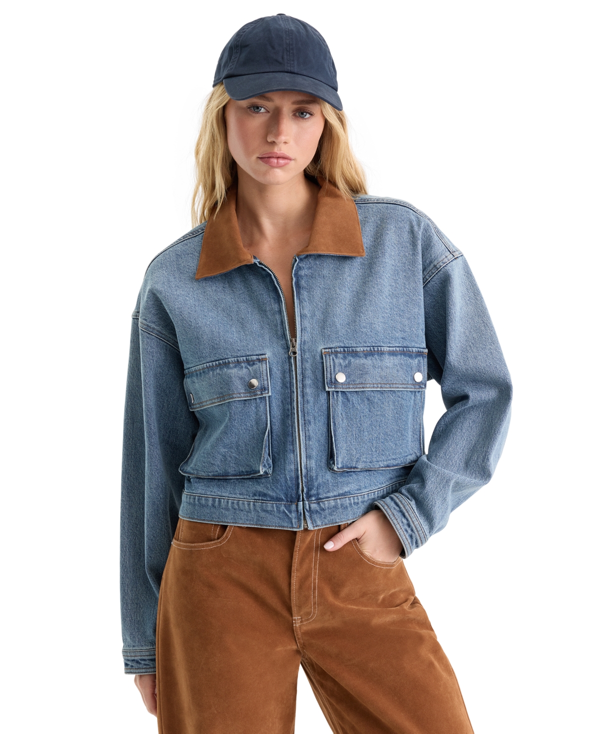 Click here for Good American Womens Collared Button-Front Denim J... prices