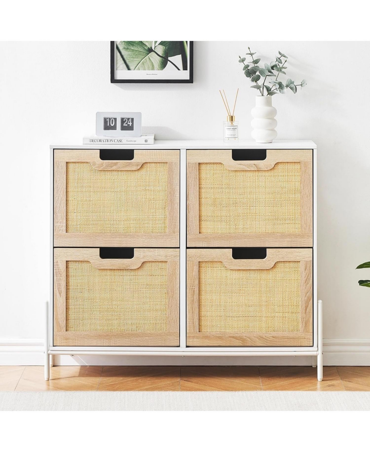 Click here for Homfan 39.4 Rattan 4-Door Shoe Cabinet with Adjust... prices