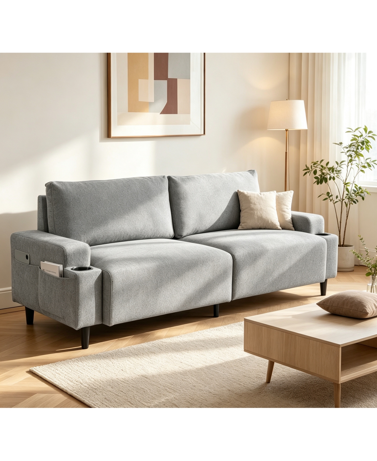 Click here for gaomon 80.7 Modern Square Armrest Cushioned Sofa w... prices