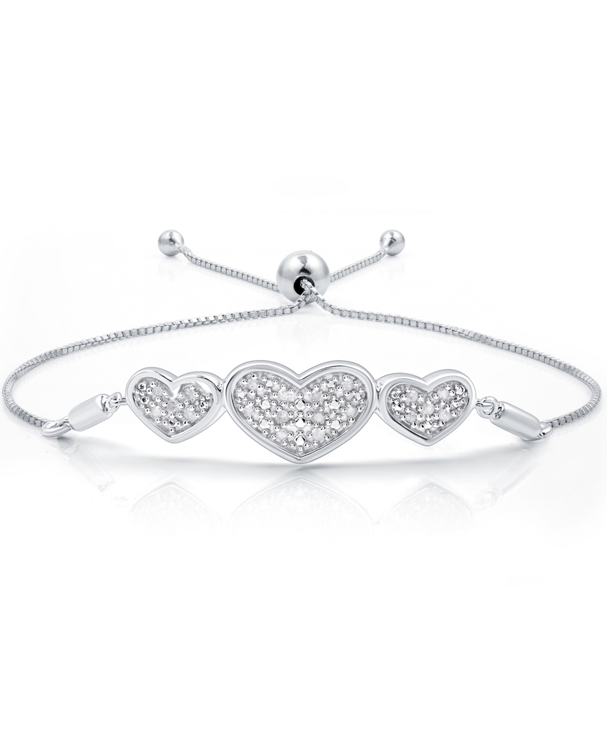 Click here for Diamond Three Heart Bolo Bracelet (1/6 ct. t.w.) i... prices