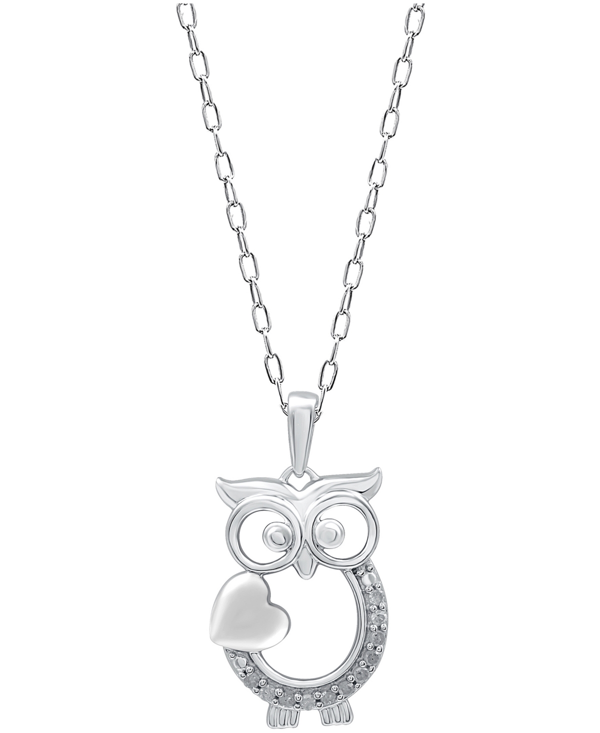 Click here for Diamond Owl Heart 18 Pendant Necklace (1/10 ct. t.... prices