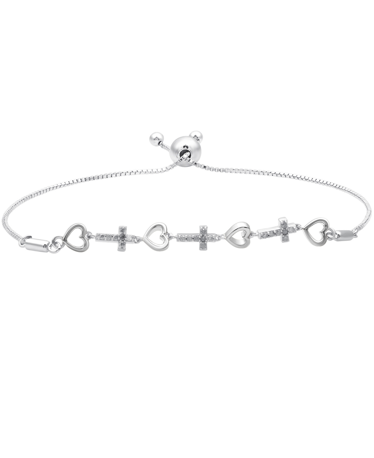Click here for Diamond Heart & Cross Bolo Bracelet (1/6 ct. t.w.)... prices