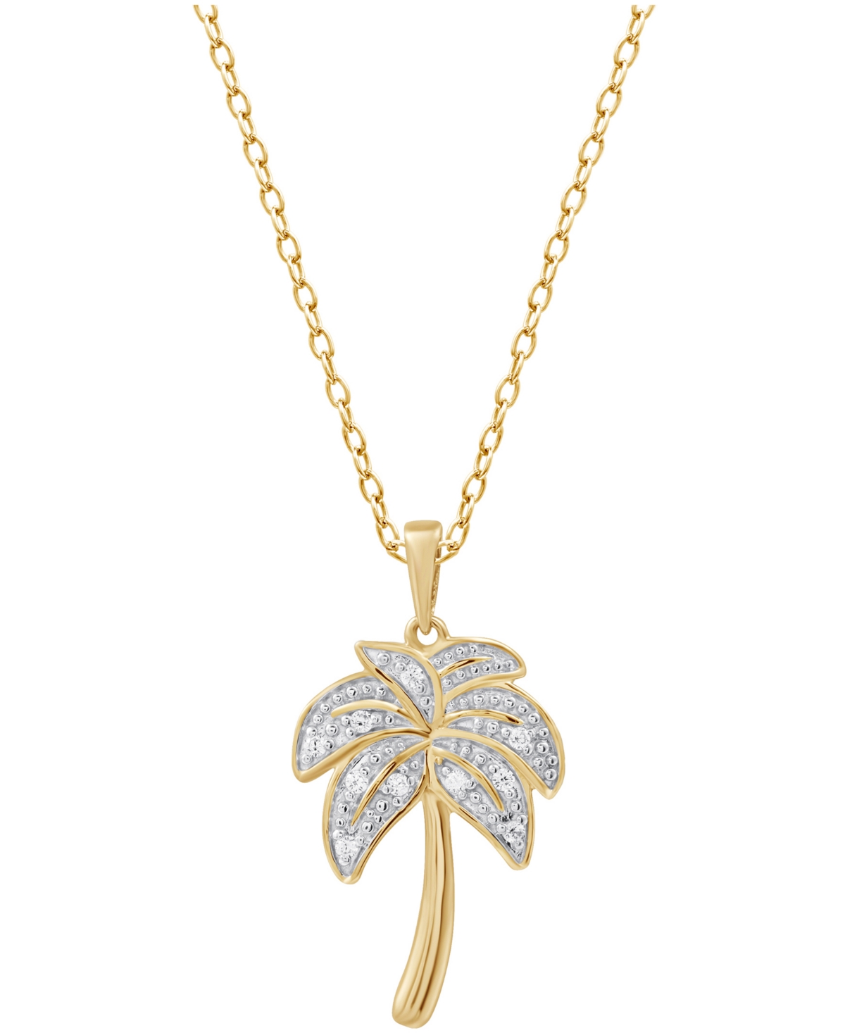 Click here for Diamond Palm Tree Pendant Necklace in 18k Gold ove... prices