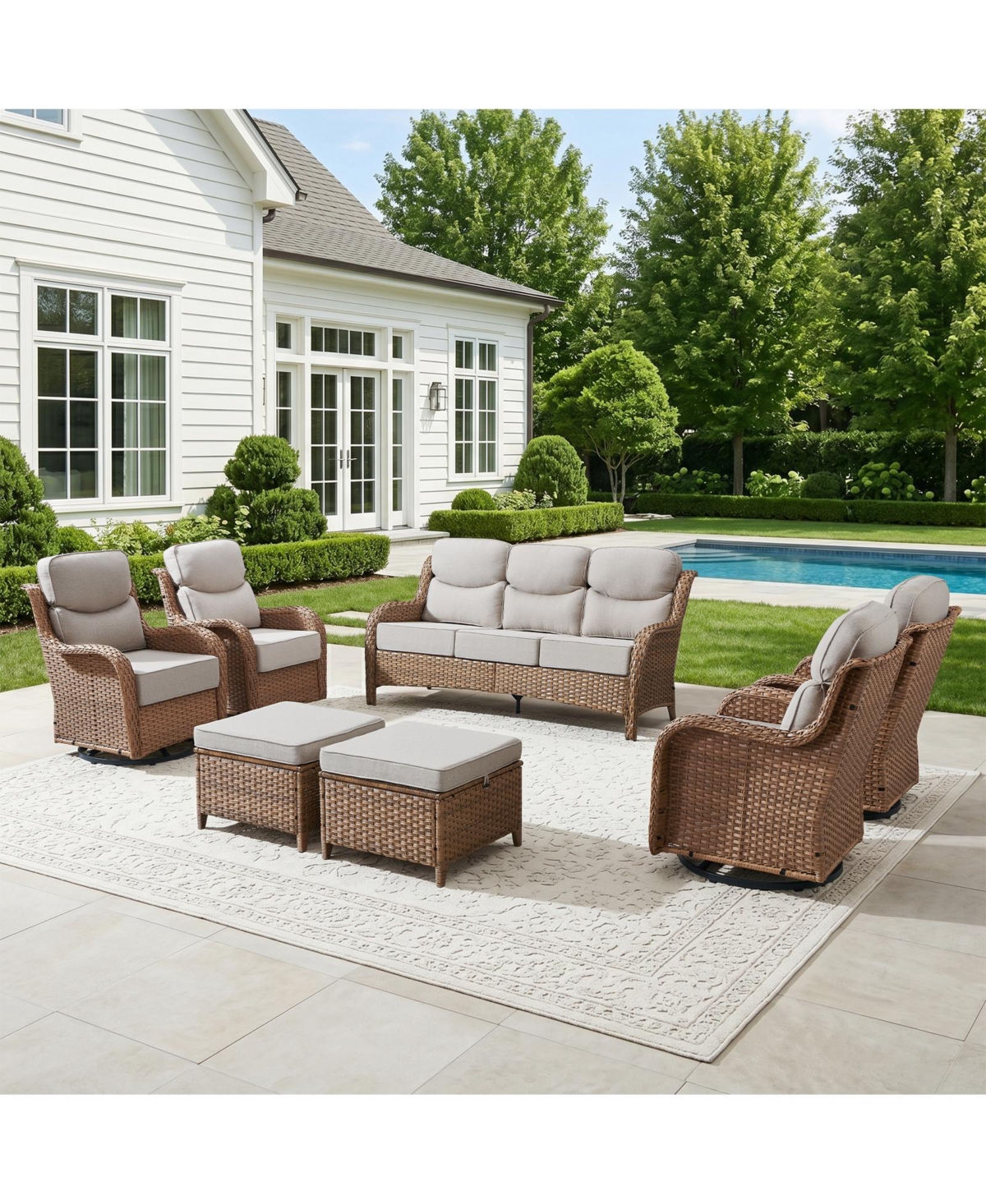 Click here for Pocassy Outdoor Patio Furniture Set-7 Pieces All-W... prices
