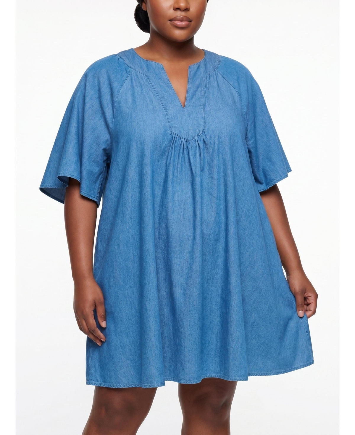 Click here for Torrid Plus Size Belle Isle Chambray Mini Dress -... prices
