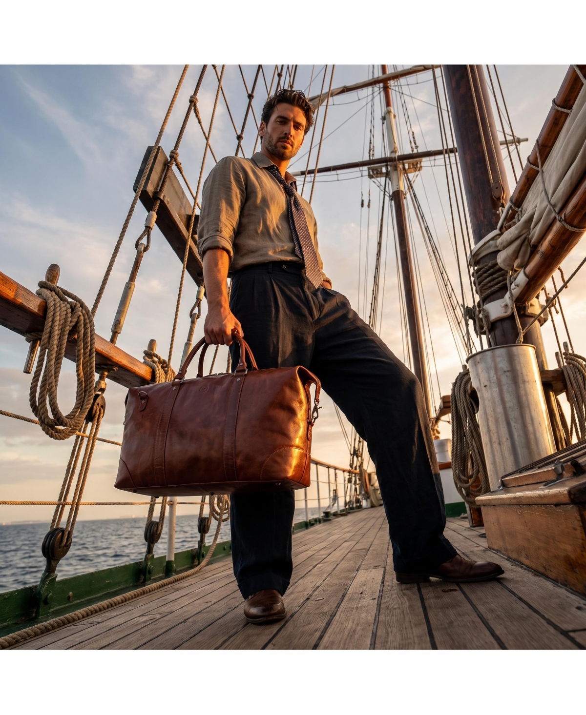 Click here for Aaron Leather Goods Full-Grain Leather Travel Duff... prices