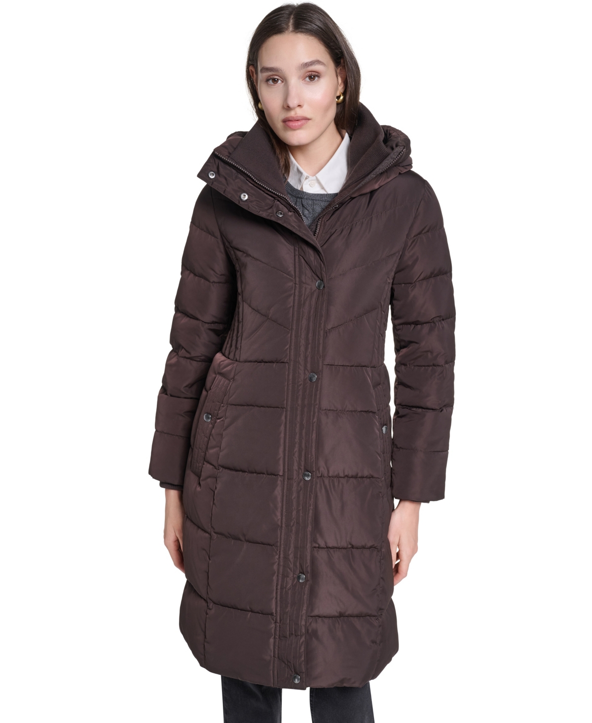 Click here for Cole Haan Womens Quilted Down Puffer Coat - Chocol... prices