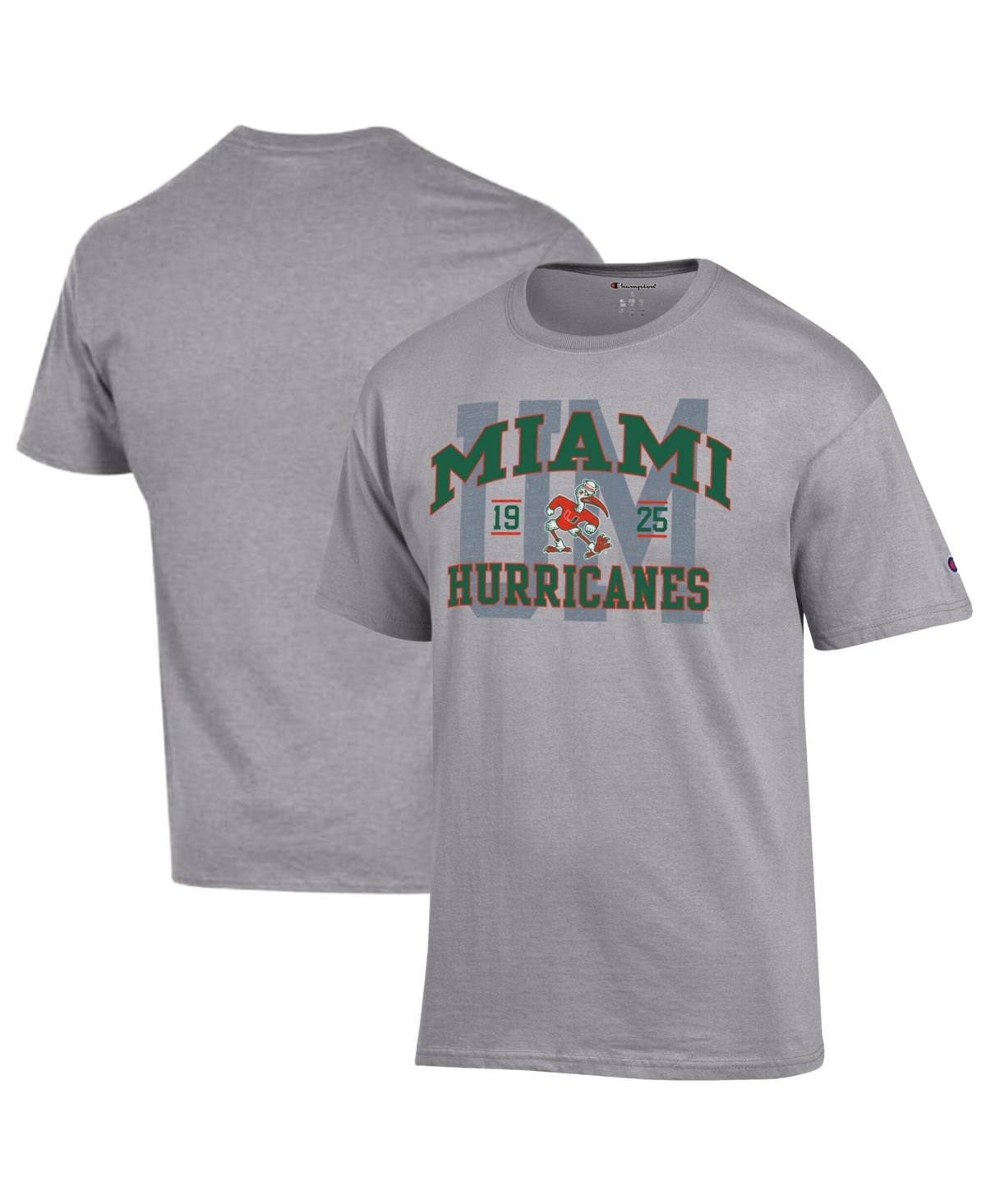 Click here for Champion Mens Heather Gray Miami Hurricanes Varsit... prices