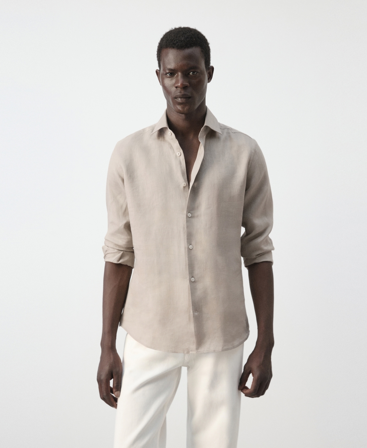 Click here for Mango Mens Linen Slim-Fit Shirt - Sand prices