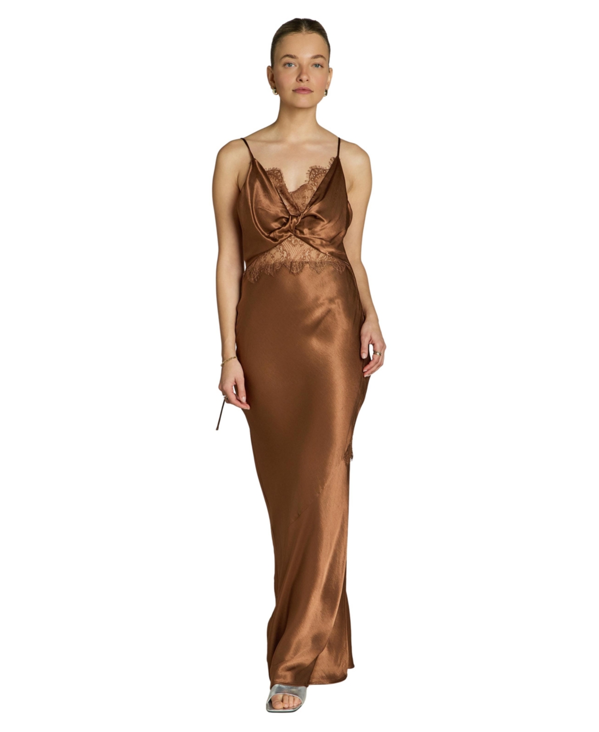 Click here for Rewritten Womens Remi Lace Panel Dress - Chocolate... prices