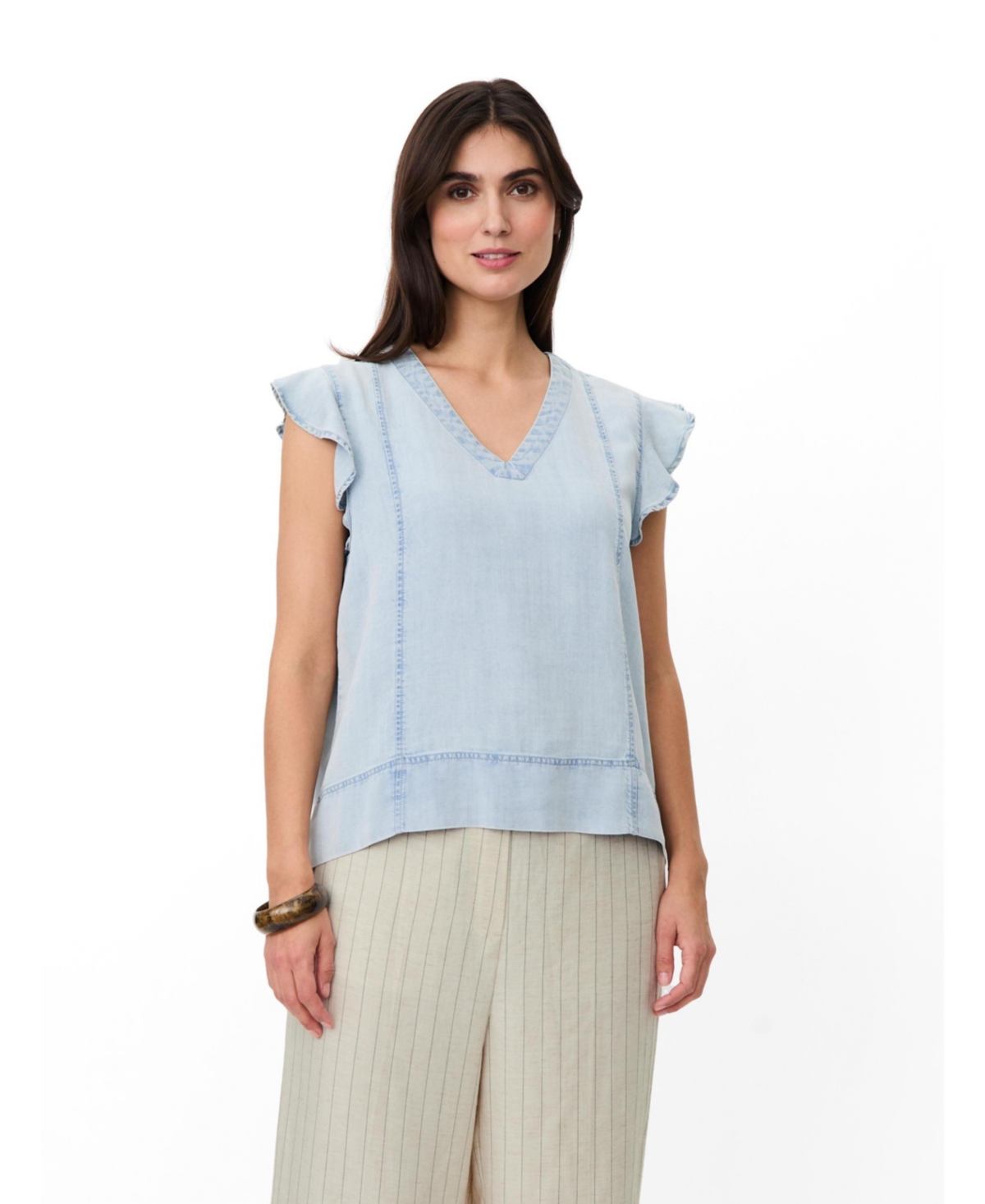 Click here for Masai Copenhagen Womens Madalali Denim V-Neck Blou... prices