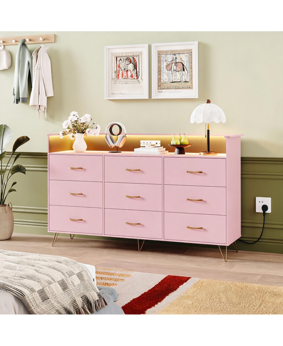 Click here for homfan Modern 9-Drawer Dresser with Rgb Led Lights... prices