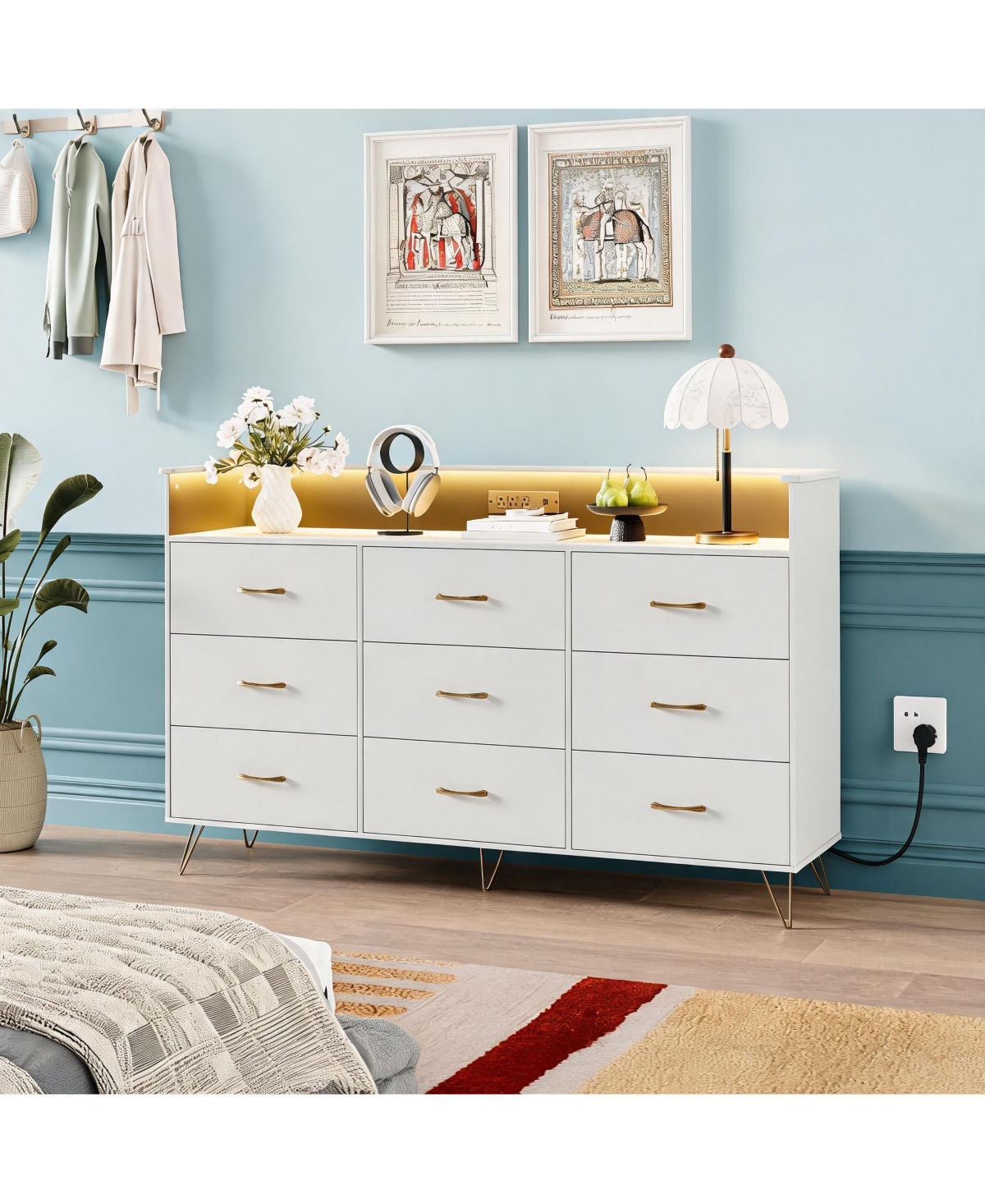 Click here for homfan Modern 9-Drawer Dresser with Rgb Led Lights... prices
