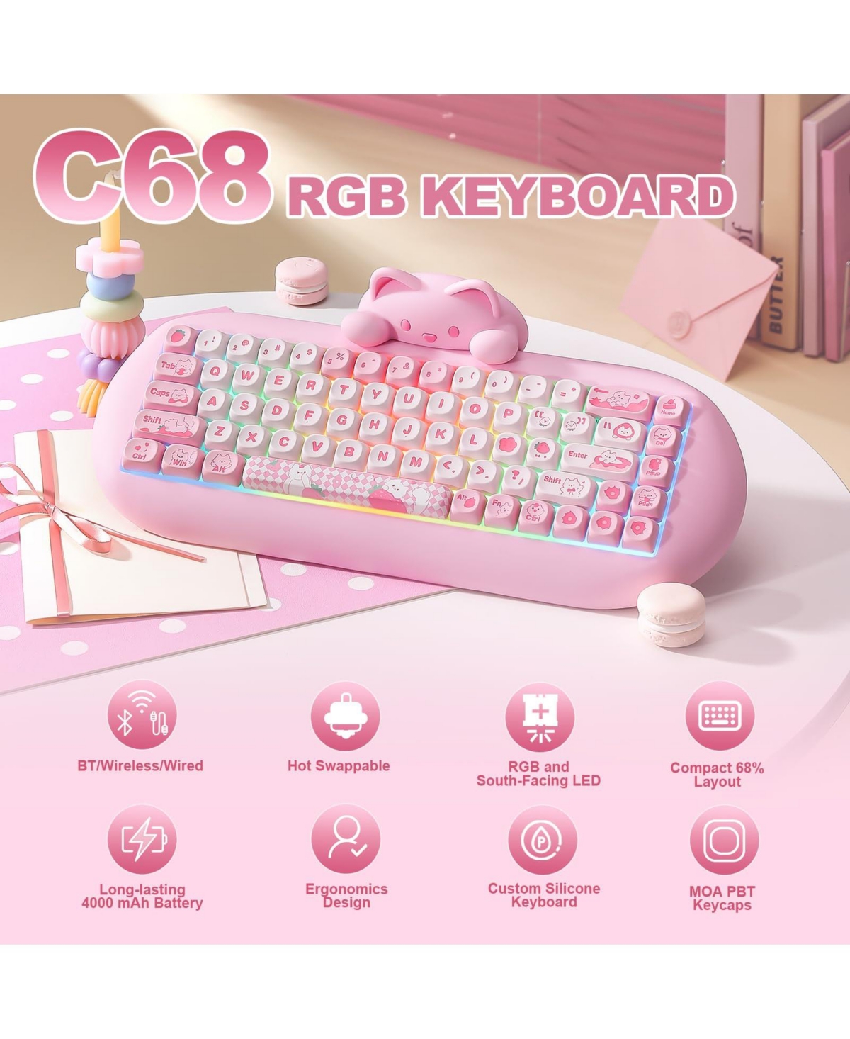 Click here for Lisen C68 Kitten Hot-Swappable Wireless Mechanical... prices