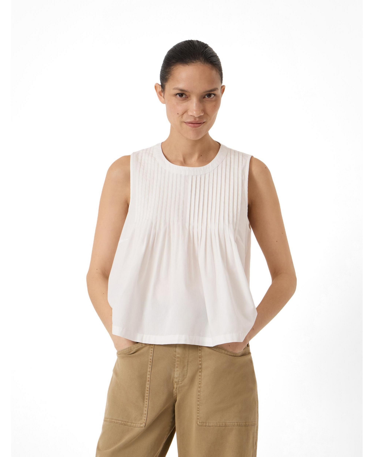 Click here for Hush Womens Arden Sleeveless Pleated Blouse - Whit... prices