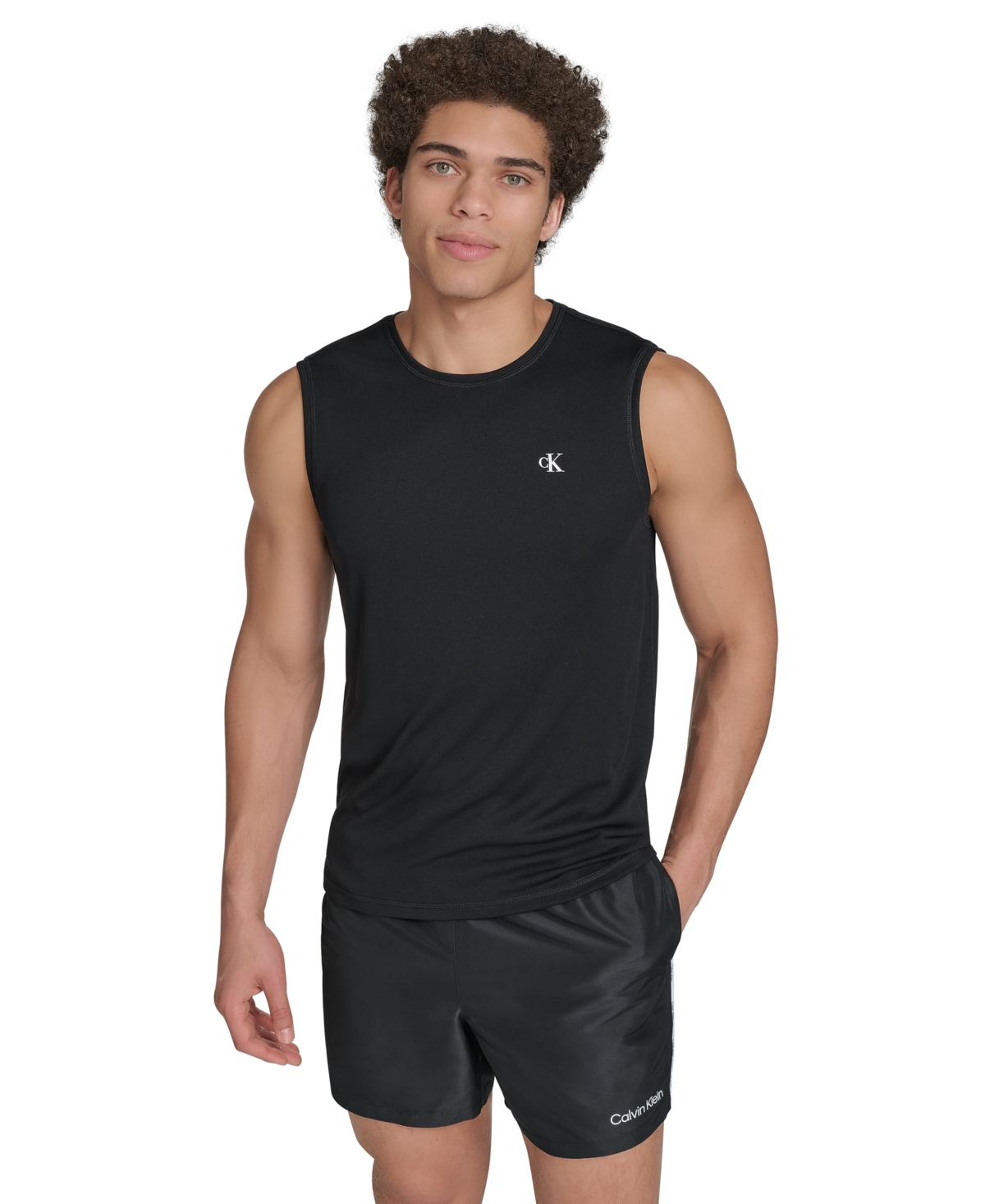 Click here for Calvin Klein Mens Logo Rash Guard - BLACK prices