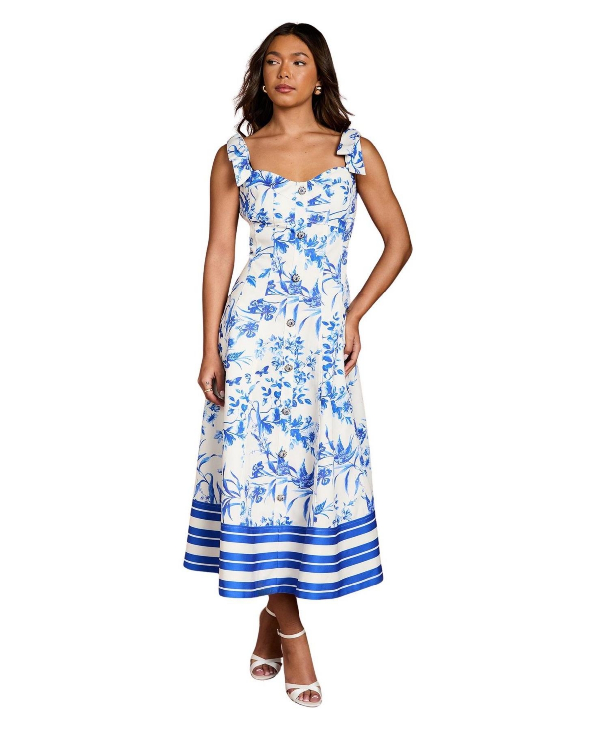 Click here for Coast Womens Fit And Flare Midi Dress - Ivory prices