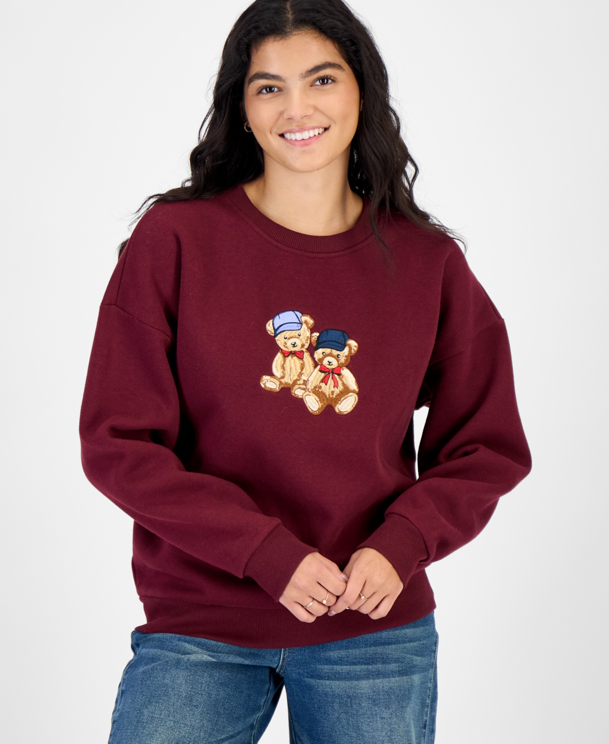 Click here for Rebel Veil Juniors Oversized Embroidered Fleece Sw... prices