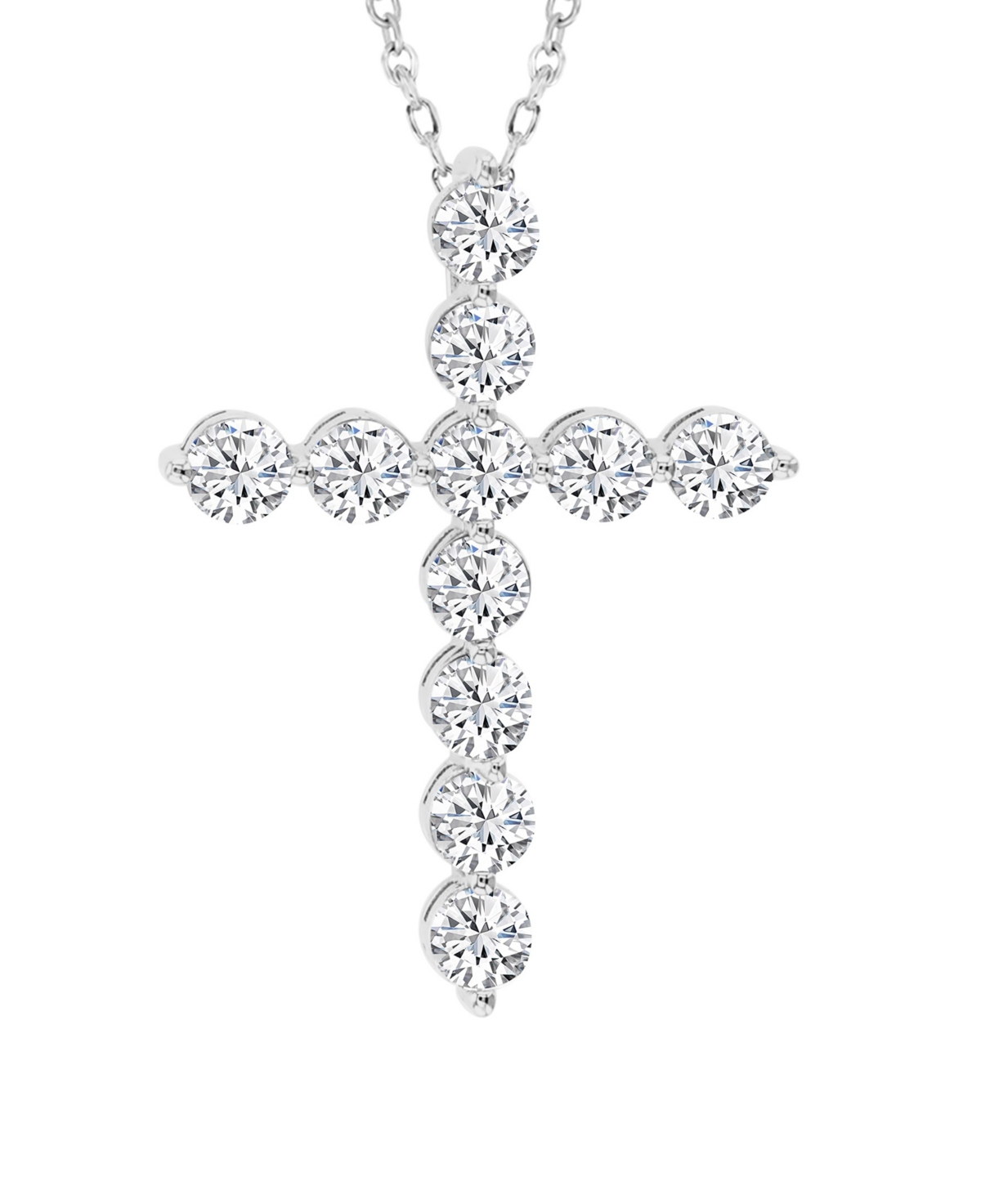 Click here for Macys Silver-Plated Mini Round Cross Necklace - Si... prices