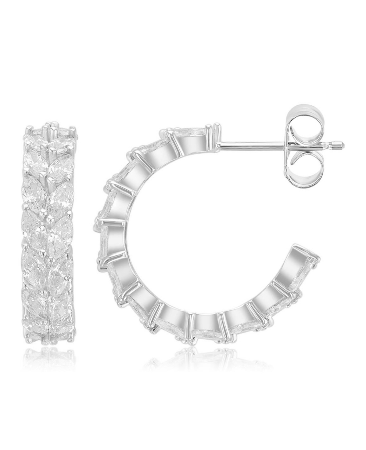 Click here for Macys Silver-Plated Marquise J Hoop Earrings - Sil... prices