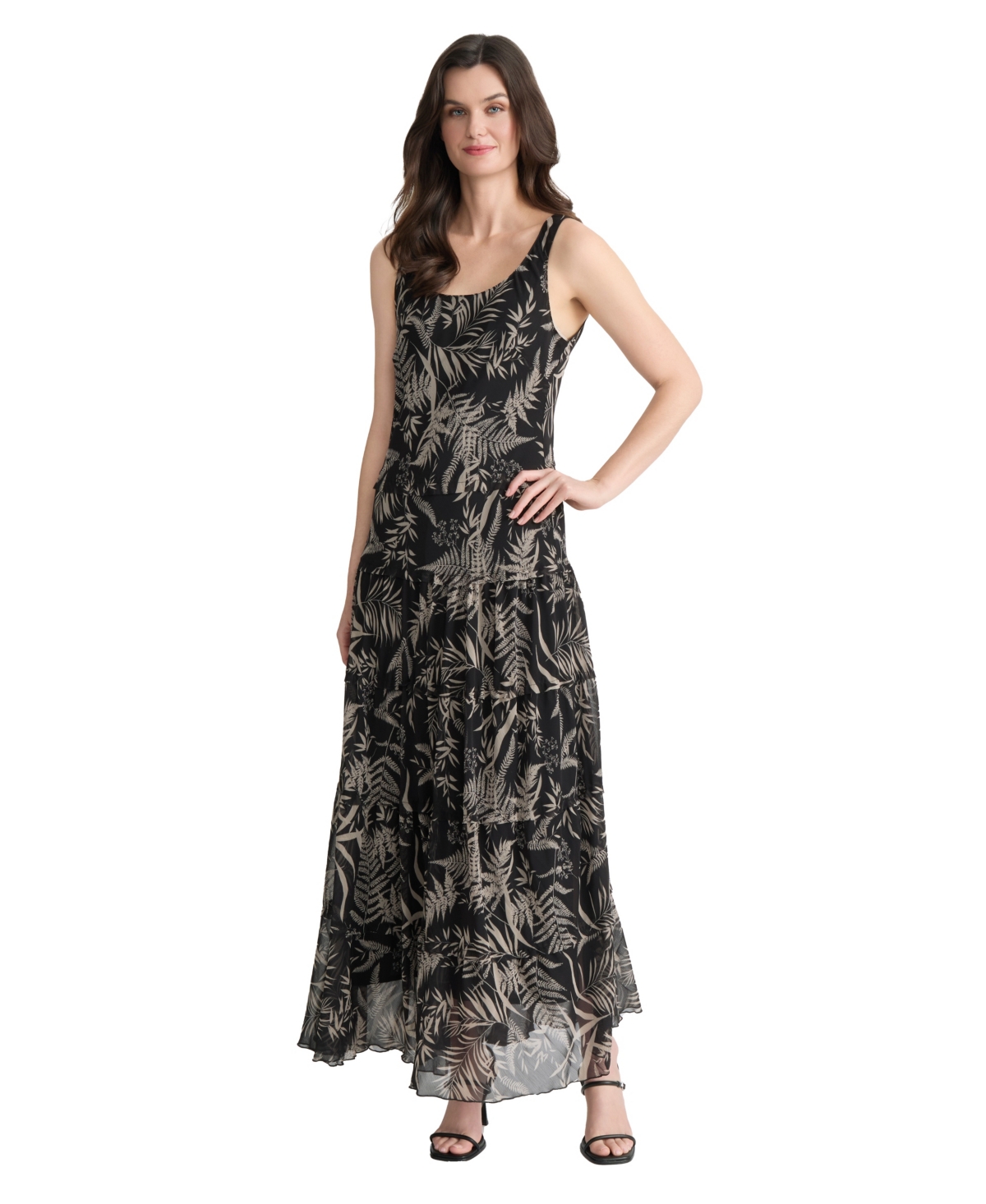 Click here for Jones New York Womens Tiered Tropical-Print Maxi D... prices