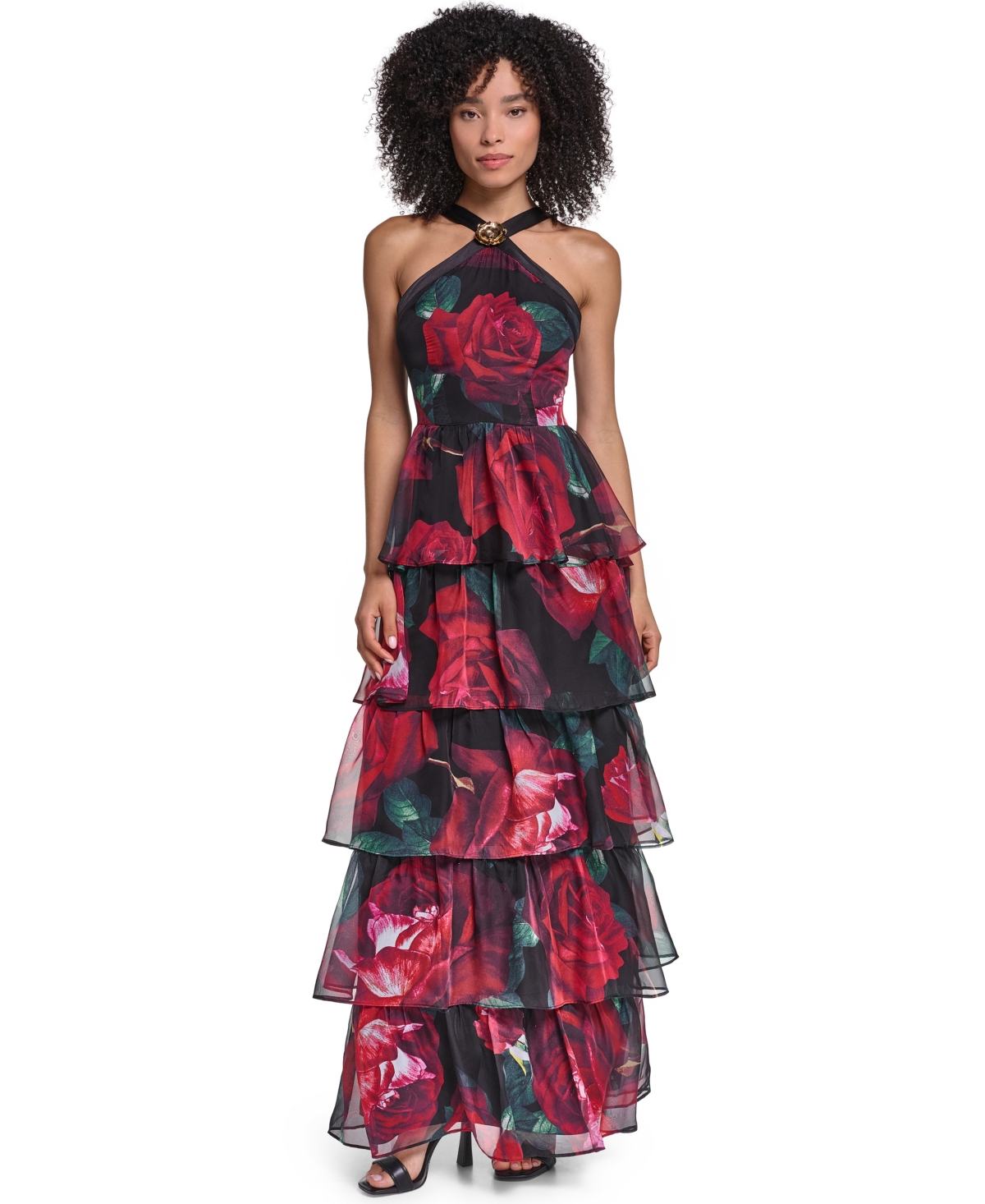 Click here for Karl Lagerfeld Paris Womens Halter Tiered Gown Dre... prices
