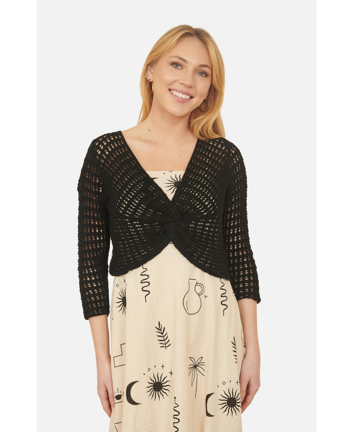 Click here for Yumi Womens Crochet Cotton Twisted Bolero Cardigan... prices