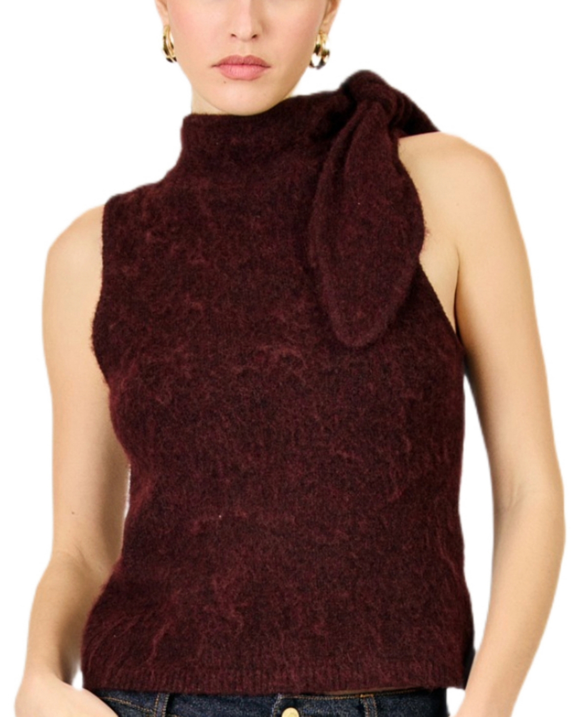 Click here for Line & Dot Womens Mock-Neck Sleeveless Top - Plum prices