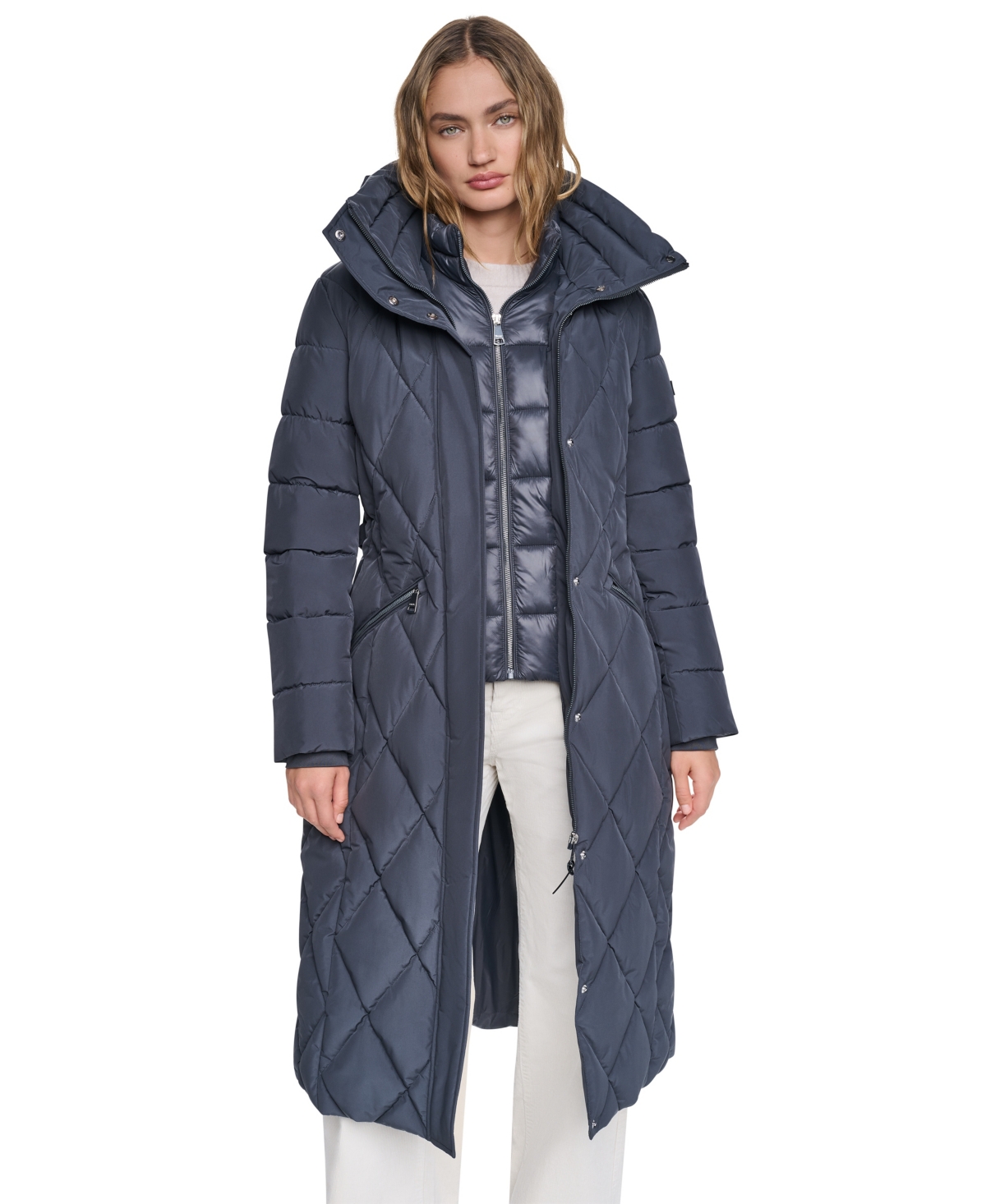 Click here for Dkny Womens Long Belted Quilted Puffer Coat - Tita... prices