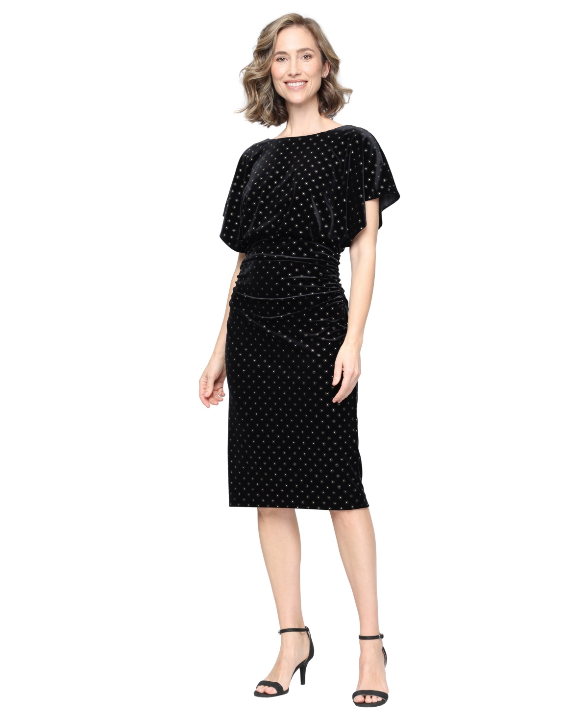 Click here for Sl Fashions Womens Sequin Velvet Dress - Black/Gol... prices