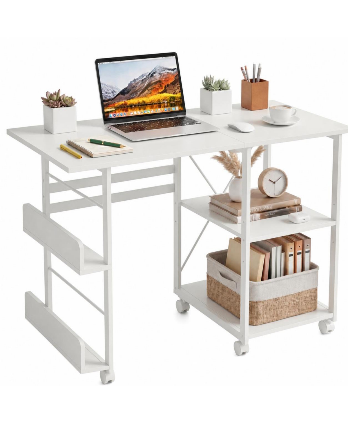 Click here for Gaomon 31.5 Rolling Folding Desk with Storage Shel... prices
