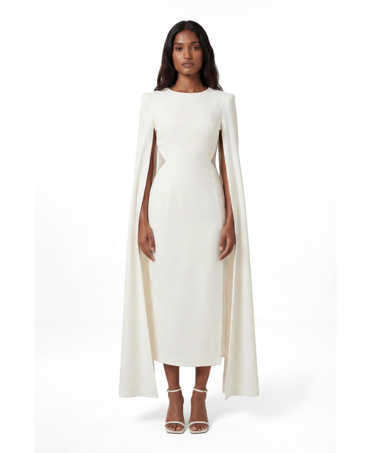 Click here for Karen Millen Womens Cape Mesh Midi Dress - Ivory prices