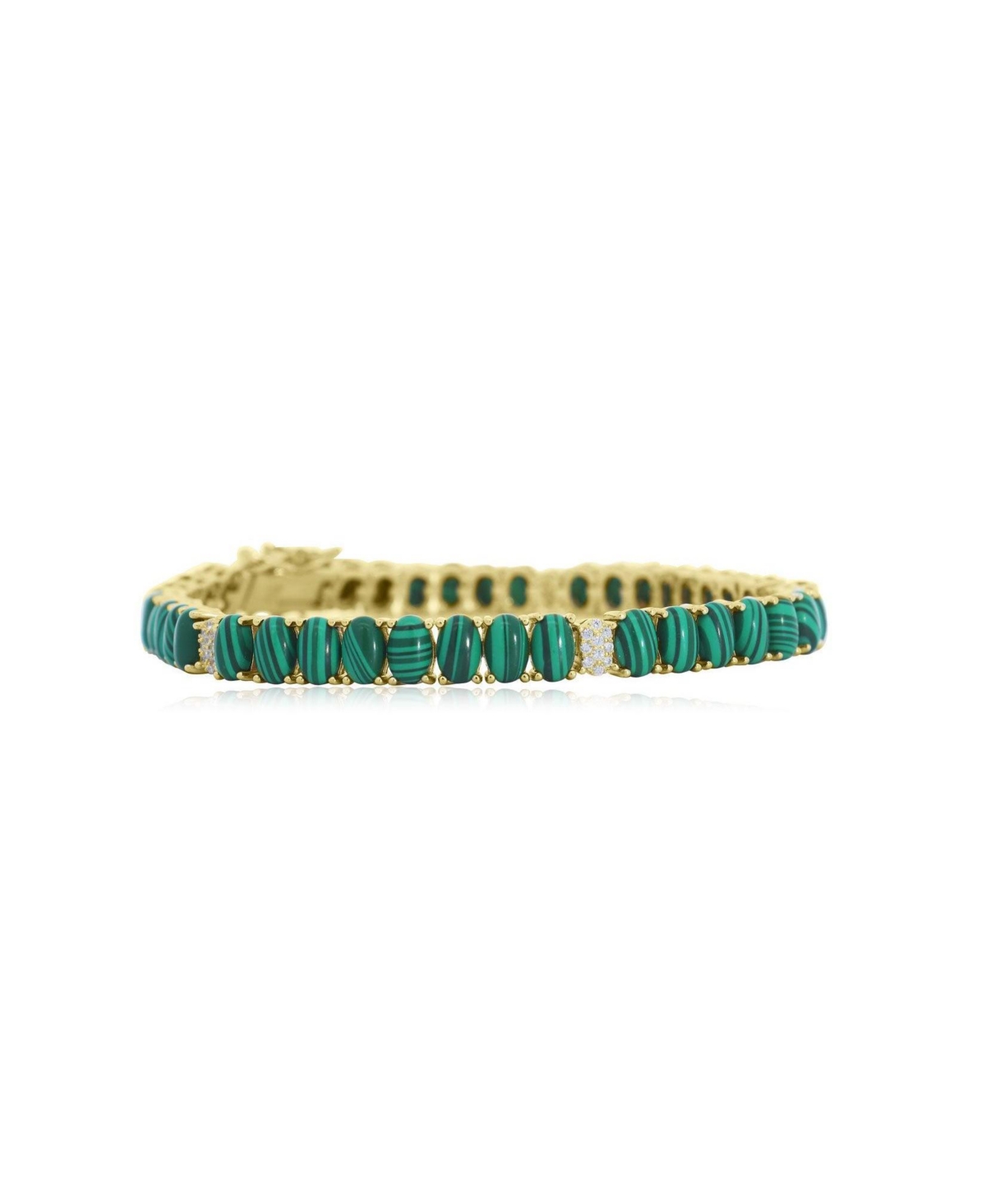 Click here for The Lovery Oval Malachite Cz Tennis Bracelet 14K G... prices