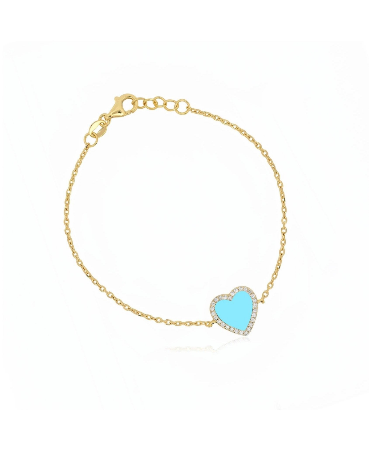 Click here for The Lovery Large Turquoise Cz Halo Single Heart Br... prices