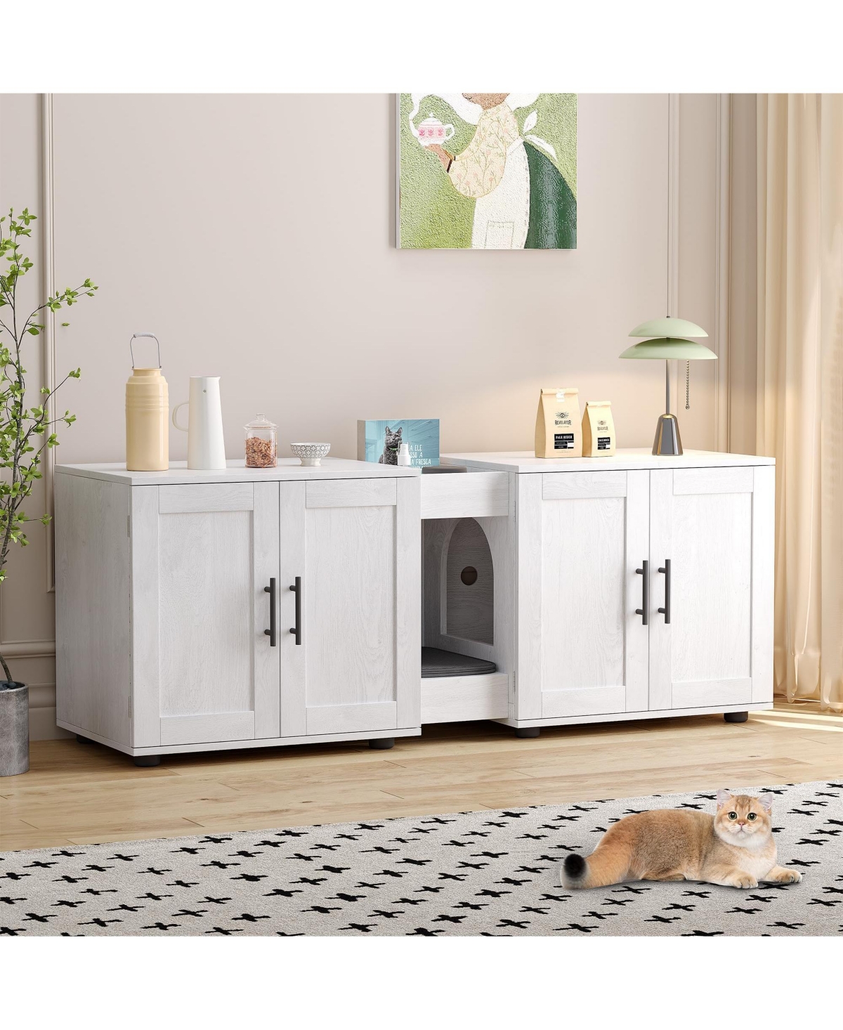 Click here for homfan Double Cat Litter Box Enclosure Furniture f... prices