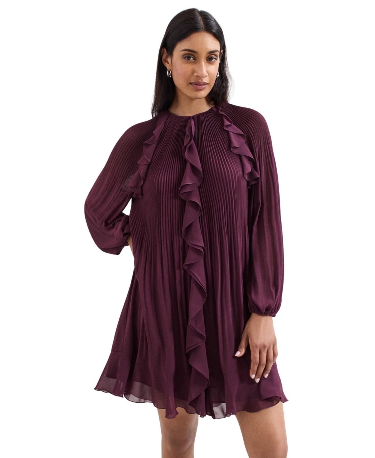 Click here for Phase Eight Womens Layla Frill Swing Dress - Burgu... prices