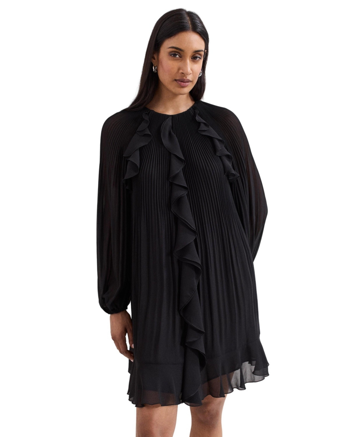 Click here for Phase Eight Womens Layla Frill Swing Dress - Black prices