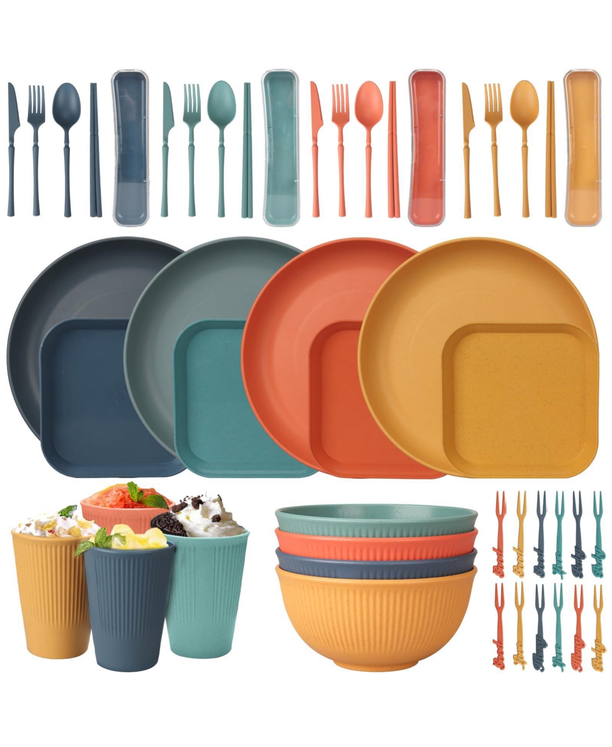 Click here for Piscifun 48 Piece Unbreakable Dinnerware Set For 4... prices